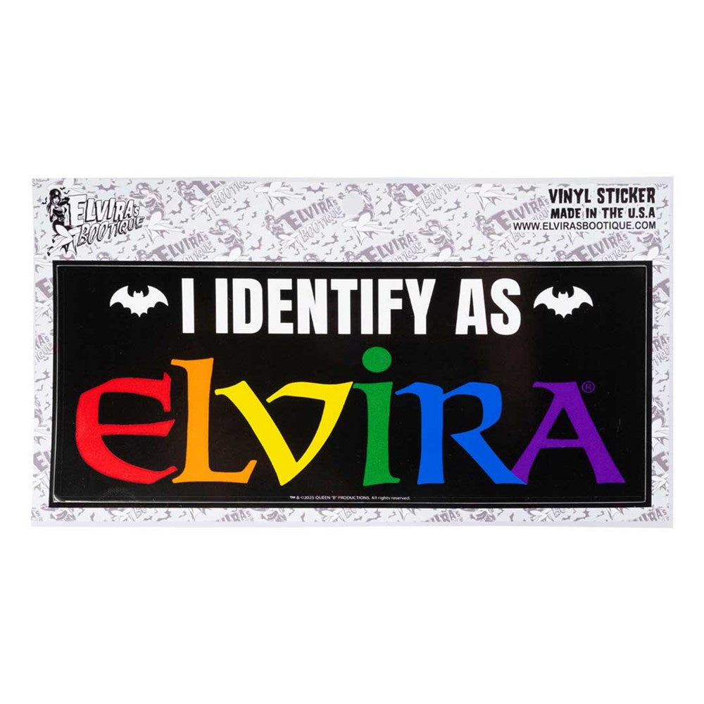 I Identify As Elvira Rainbow Slogan Bumper Sticker – Elviras Bootique
